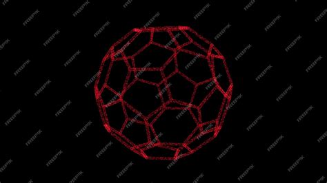 Premium Photo 3d Red Polyhedral Ball On Black Backdrop Object Consisting Of Flickering