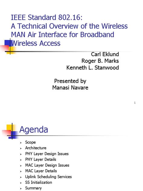 Ieee Standard 802 16 A Technical Overview Of The Wireless Man Air Interface For Broadband