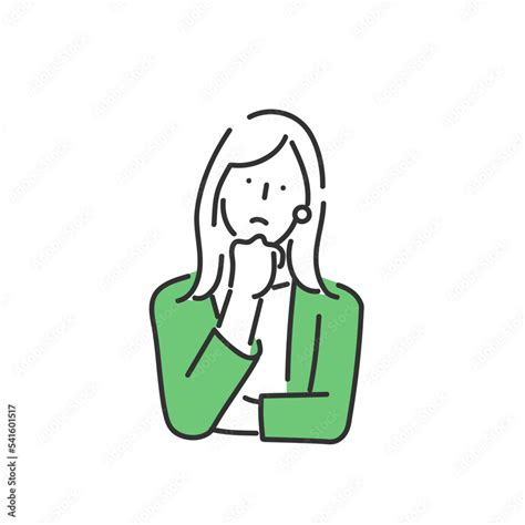 考えるポーズの女性のビジネスパーソンのイラスト素材 Stock 벡터 Adobe Stock