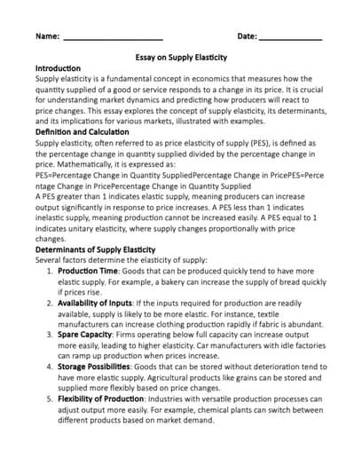 Supply Elasticity Accounting And Personal Finance Reading Comprehension