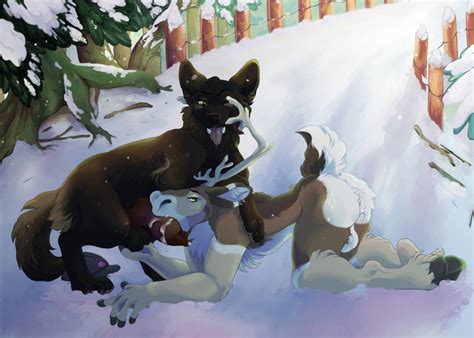 Rule 34 After Sex Anthro Anthro On Feral Capreoline Cervid Fellatio Feral Hi Res Male Male