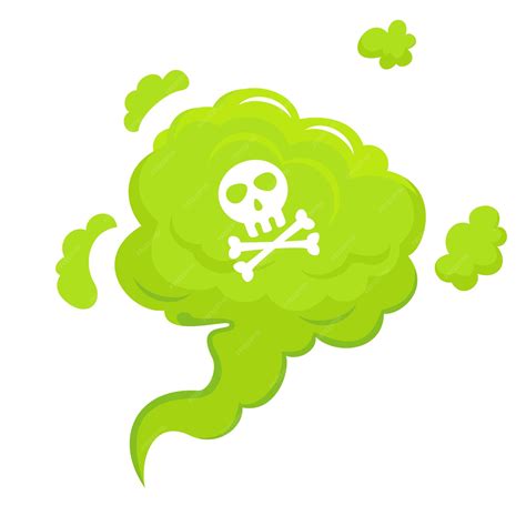 Premium Vector Green Gas With A Skull Icon Smelling Green Cartoon
