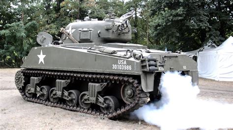Smoky Radial Engine Sherman Start And Drive By World War Wings