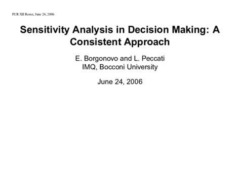 Pdf Sensitivity Analysis In Decision Making A Consistent Approach