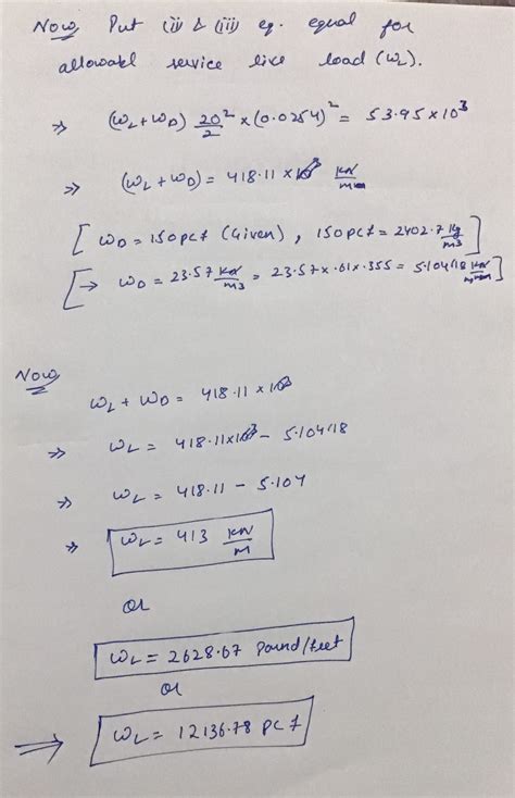 Solved P Determine The Allowable Service Live Load Wl Assume