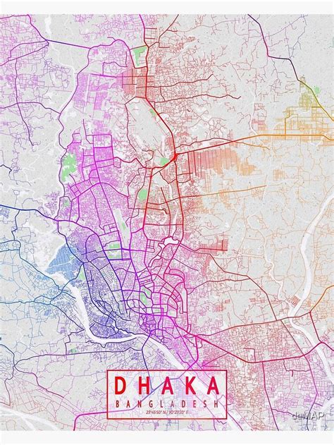 Dhaka City Map Of Bangladesh Colorful Poster By Demap In 2022 City
