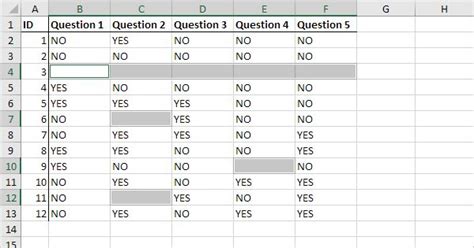An Excel Spreadsheet With The Question And Answers Listed In Each