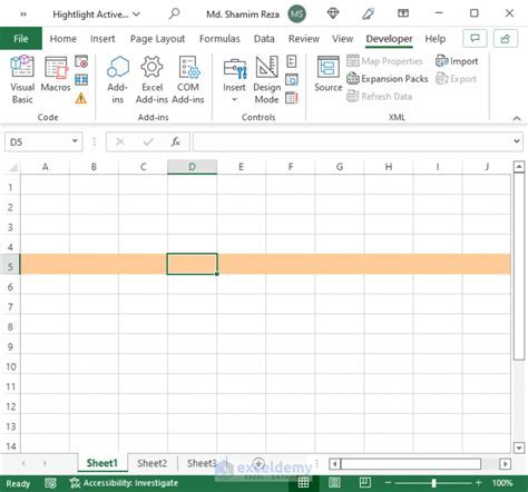 Highlight Active Row In Excel With Conditional Formatting
