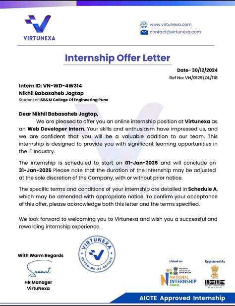 Nikhil Jagtap On Linkedin Internship Webdevelopment Career Opportunity Learning Virtunexa