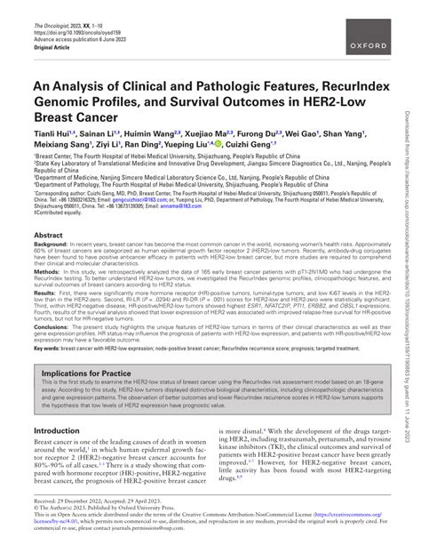Pdf An Analysis Of Clinical And Pathologic Features Recurindex