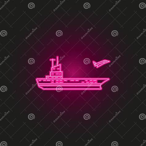 Aircraft Carrier Neon Style Icon Simple Thin Line Outline Of Army Icons For Ui And Ux Website