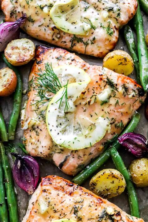 Easy Sheet Pan Salmon With Green Beans And Potatoes Pinch Me Good