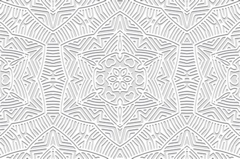 엠보싱 된 흰색 배경 민족 커버 디자인 기하학적 인 독특한 3d 패턴 손으로 그린 것 부족 낙서 질감 동양 아시아 인도 멕시코의