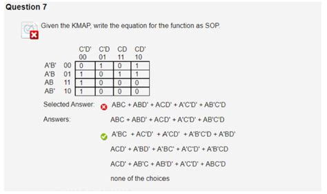 Solved Question Given The KMAP Write The Equation For The Chegg