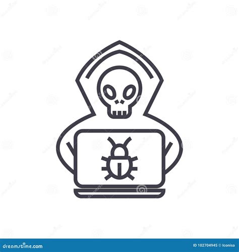 Hacker Concept Vector Thin Line Icon Symbol Sign Illustration On