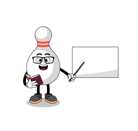 Premium Vector Mascot Cartoon Of Bowling Pin Teacher