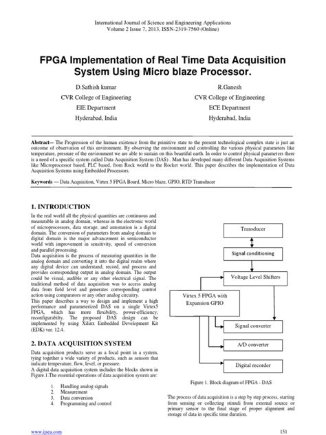 Fpga Implementation Of Real Time Data Acquisition System Using Micro