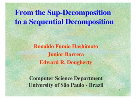 Pdf From The Sup Decomposition To Sequential Decompositions