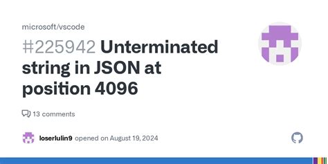 Unterminated String In Json At Position 4096 · Issue 225942 · Microsoftvscode · Github
