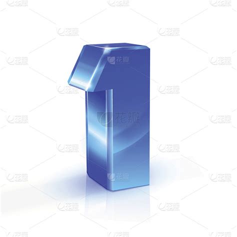 数字1三维图形绘画插图闪亮的数字蓝色白色背景图案t恤哑语图形打印