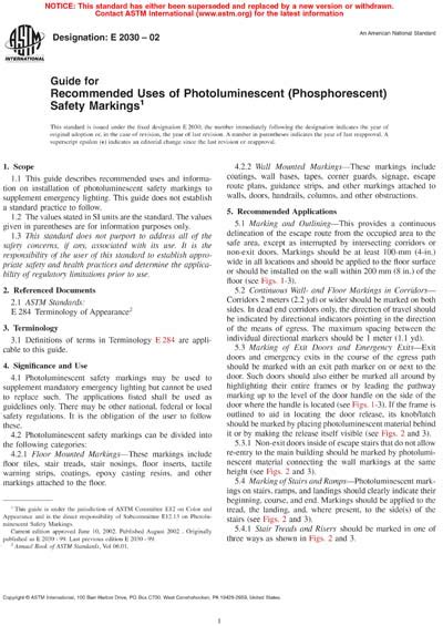 Astm E2030 02 Guide For Recommended Uses Of Photoluminescent