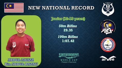 Congratulations To Abdul Muizz Bin Malaysia Finswimming