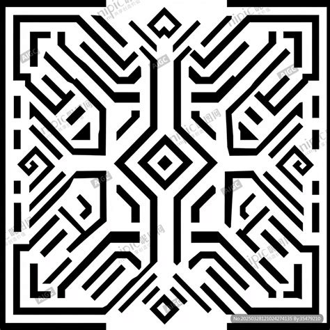 Ai创作图黑白 几何 图案 对称 线条 抽象 图形 装饰 纹样 设计元素 简约 方形 框架 结构 艺术 昵图网