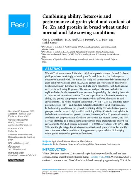 Pdf Combining Ability Heterosis And Performance Of Grain Yield And