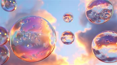 Premium Photo A 3d Abstract Art Piece With Holographic Soap Bubbles