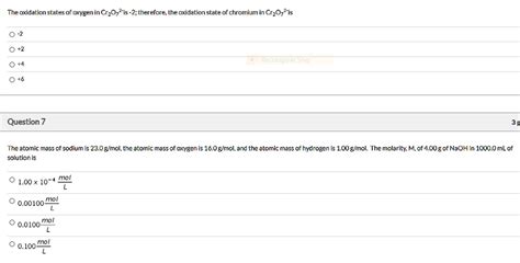 The Oxidation States Of Oxygen In Crz0zis 2 Therefore The Oxidation State Of Chromium In Crz0z