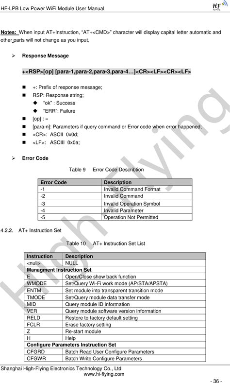 High Flying Electronics Technology Hf Lpt100 Embedded Wifi Module User