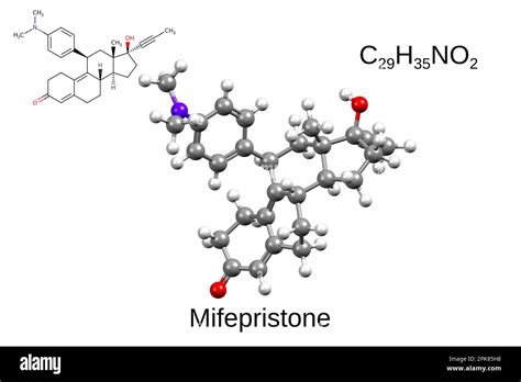 Formule Chimique Formule Structurale Et 3d Modèle De La Mifépristone