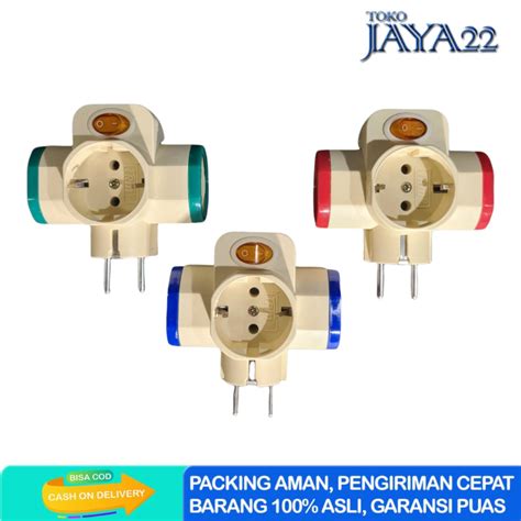STEKER T Arde 3 Arah Colokan T Arde Cabang Tiga Switch ON OFF Lazada Indonesia