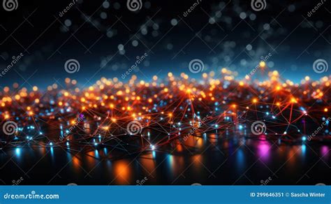 Luminous Connectivity Colorful Gradient Dot Network Stock Image