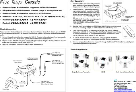 Innovation Lab 050301bt2 Bluetooth Stereo Audio Receiver User Manual