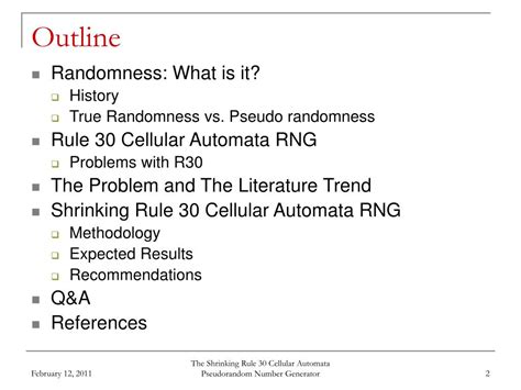 ppt the shrinking rule 30 cellular automata pseudorandom number