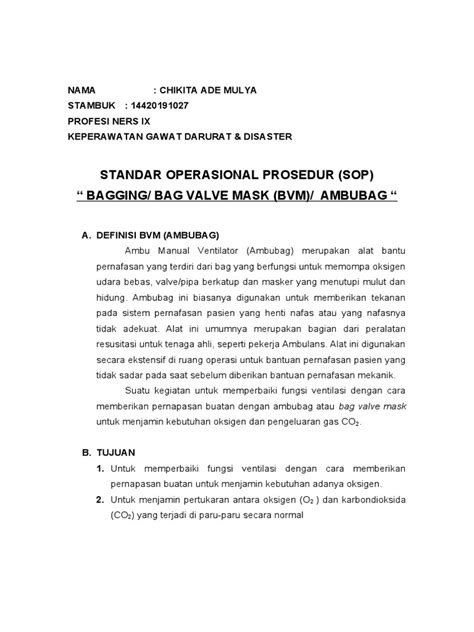 Sop Bvm Ambubag Pdf Sains And Matematika