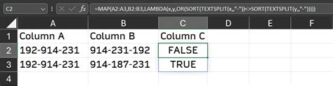 excel comparing two cells to mark if contents are actually different