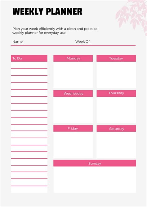 Free Weekly Planner Templates To Customize Online