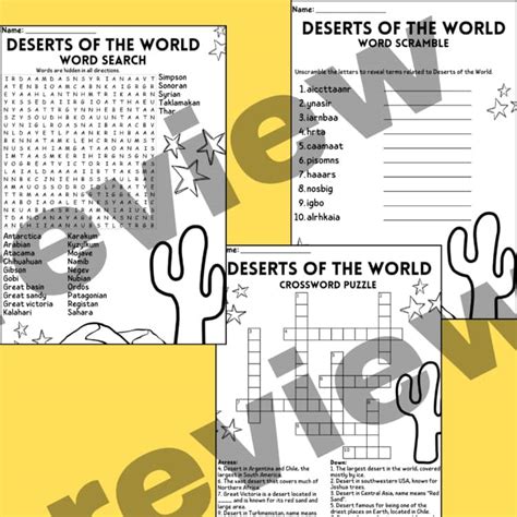 Deserts Of The World Activities Word Search Crossword Puzzle And Word