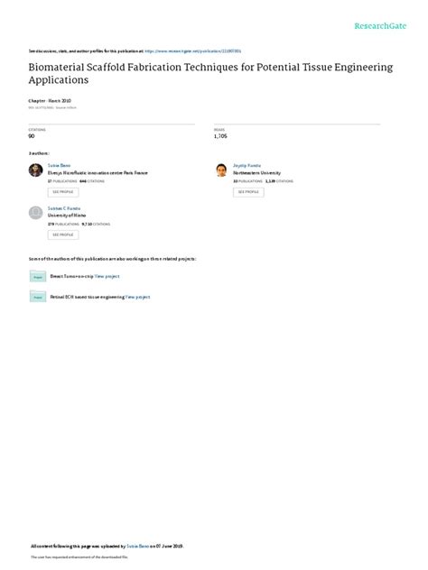 Biomaterial Scaffold Fabrication Techniques For Po Pdf Tissue
