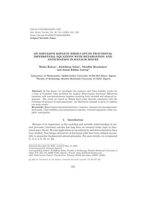 Pdf On Impulsive Implicit Riesz Caputo Fractional Differential