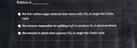 Solved Rubisco Isthe Five Carbon Sugar Molecule That Reacts