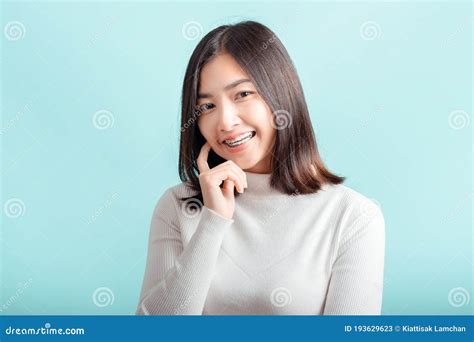 Dental Braces Of Young Asian Woman Wearing Braces Beauty Smile With White Teeth Stock Image
