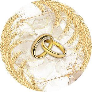 Painel De Festa Redondo Em Tecido Sublimado Bodas De Ouro Sublime