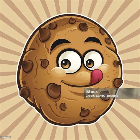 Choco Chip Cookie Cartoon Tasty向量圖形及更多朱古力曲奇餅圖片 朱古力曲奇餅 矢量圖 吐舌頭 Istock
