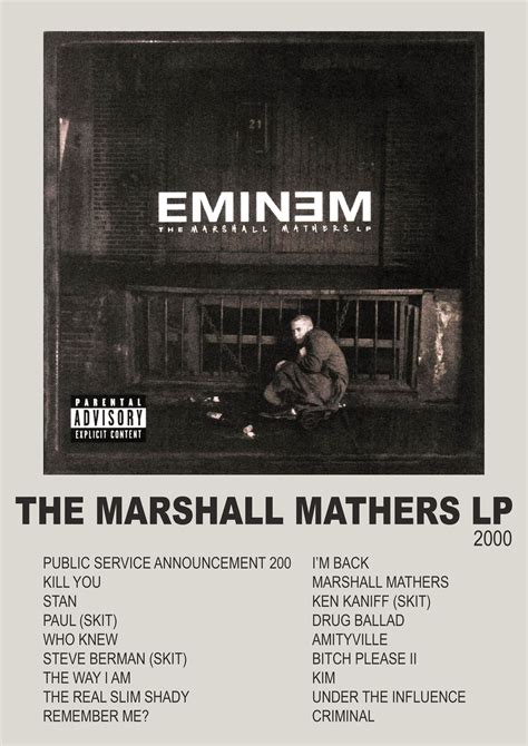 Eminem The Marshall Mathers LP In 2022 Eminem Poster Eminem Music