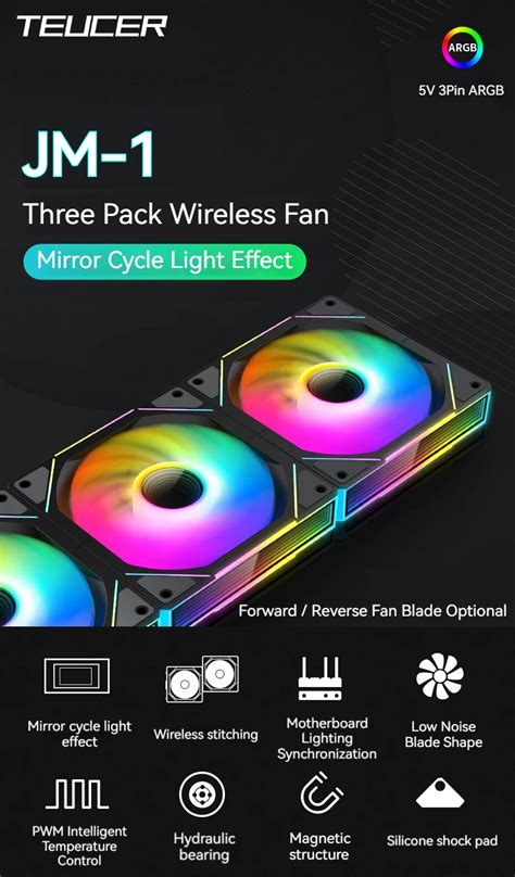 Teucer Jm 1 Pc 냉각 케이스 선풍기 Argb 미러 사이클 조명 효과 무선 스티칭 Pwm 수냉 360mm Cpu