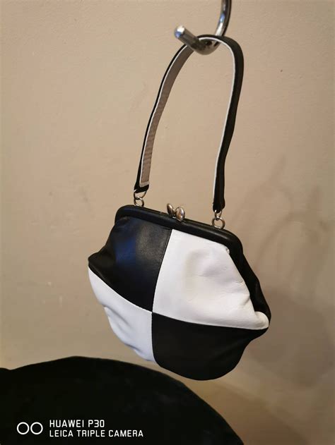 Small Mary Quant Mod Style Leather Handbag Etsy