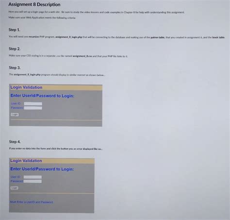 Solved Assignment 8 Description Here You Will Set Up A Login